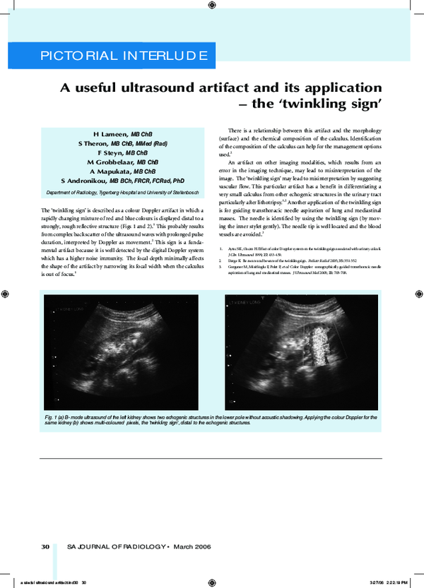 (PDF) A useful ultrasound artifact and its application - the 'twinkling ...