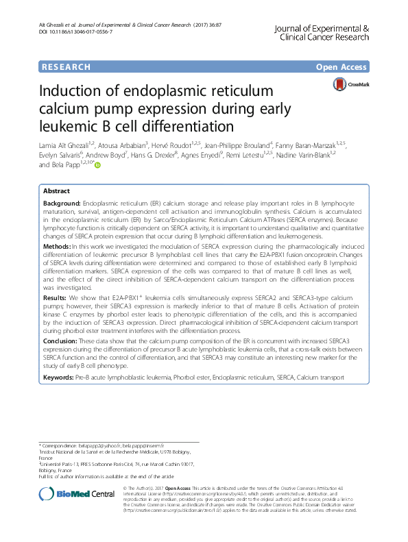 (PDF) Induction of endoplasmic reticulum calcium pump expression during ...
