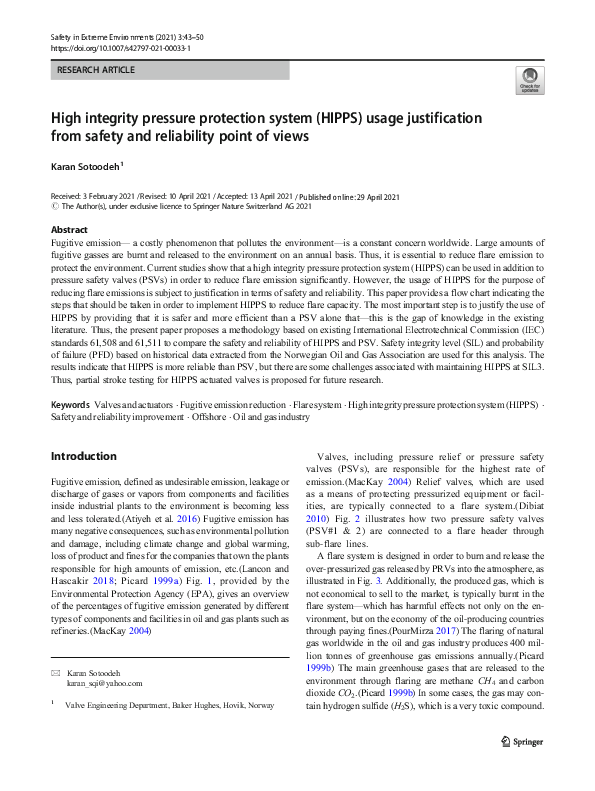 (PDF) High integrity pressure protection system (HIPPS)