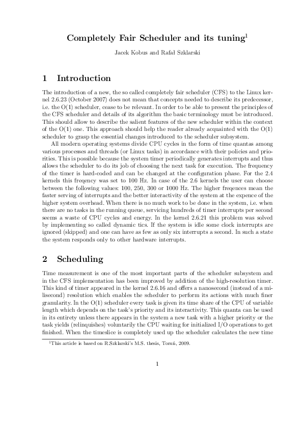 (PDF) Completely Fair Scheduler and its tuning1
