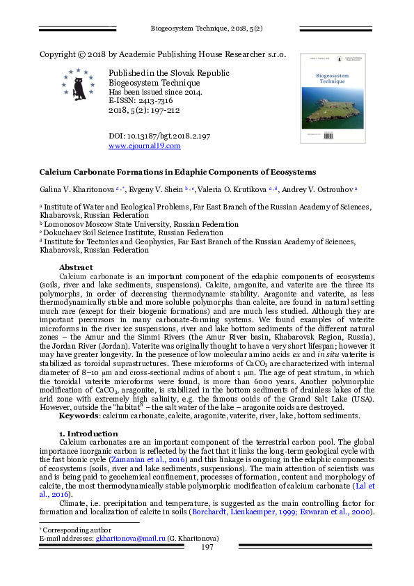 (PDF) Calcium Carbonate Formations in Edaphic Components of Ecosystems