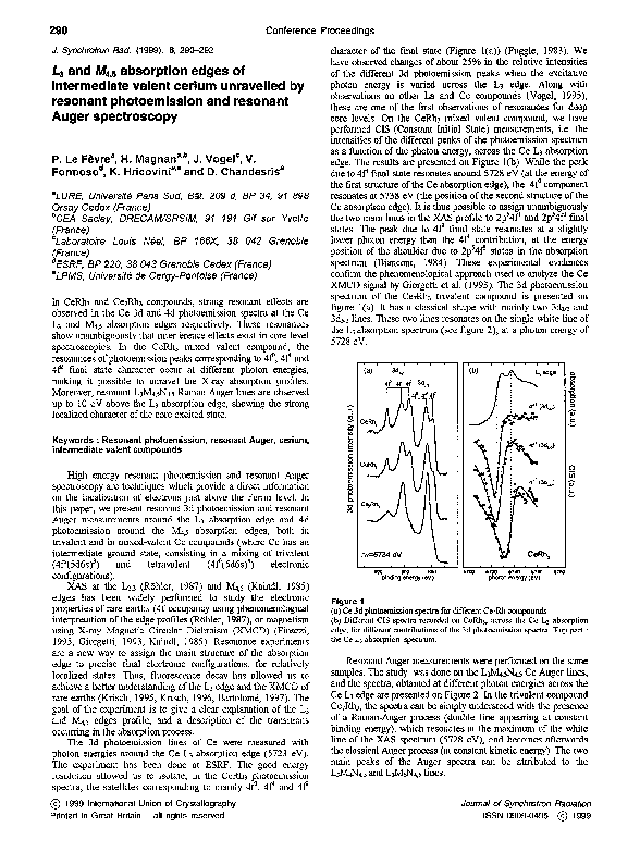 (PDF) L 3 and M 4,5 absorption edges of intermediate valent cerium ...