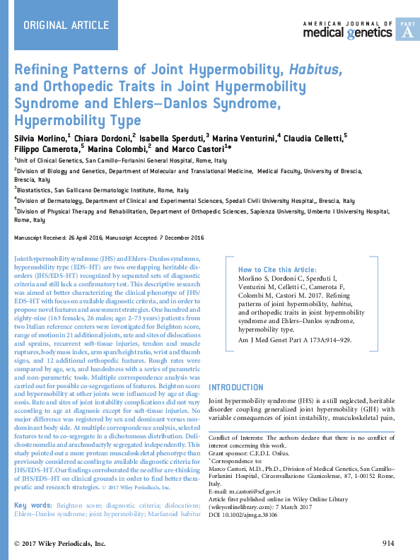 (PDF) Refining patterns of joint hypermobility, habitus , and ...