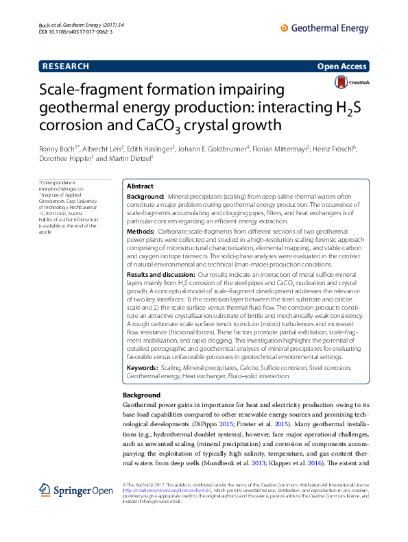 (PDF) Scale-fragment formation impairing geothermal energy production ...
