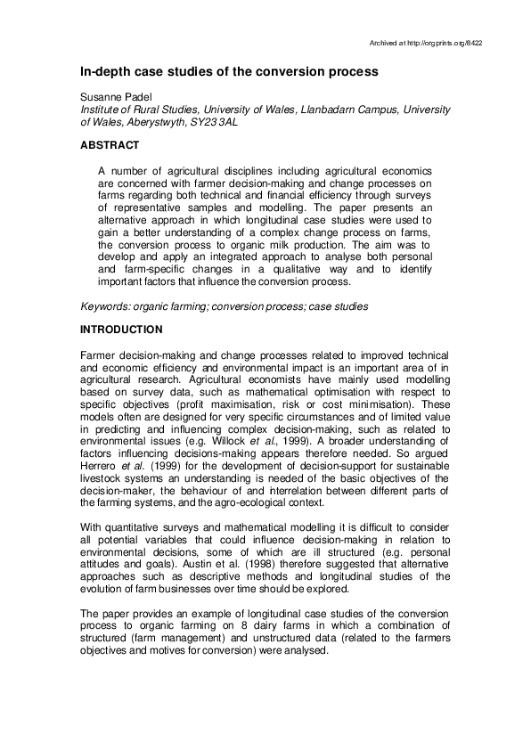 (PDF) In-depth case studies of the conversion process