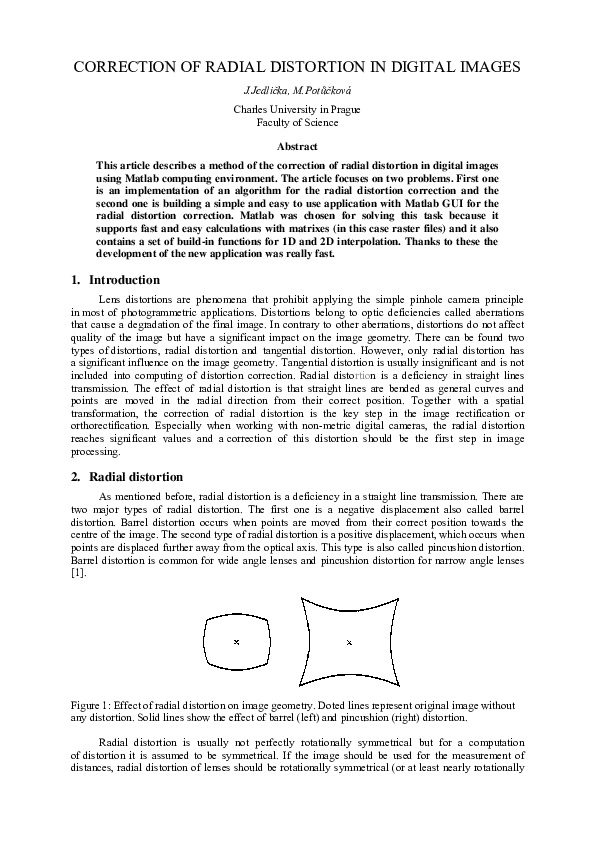 (PDF) Correction of Radial Distortion in Digital Images