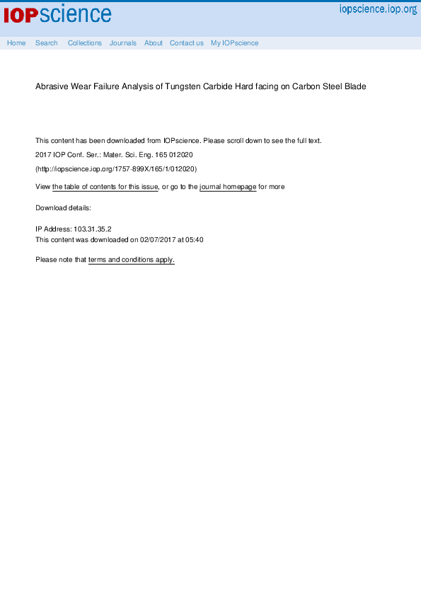 (PDF) Abrasive Wear Failure Analysis of Tungsten Carbide Hard facing on ...