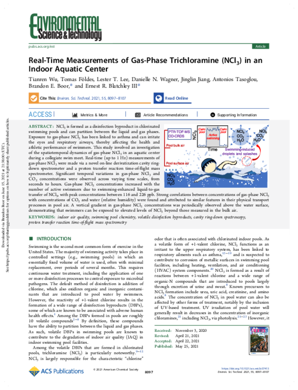 (PDF) Real-Time Measurements of Gas-Phase Trichloramine (NCl3) in an ...