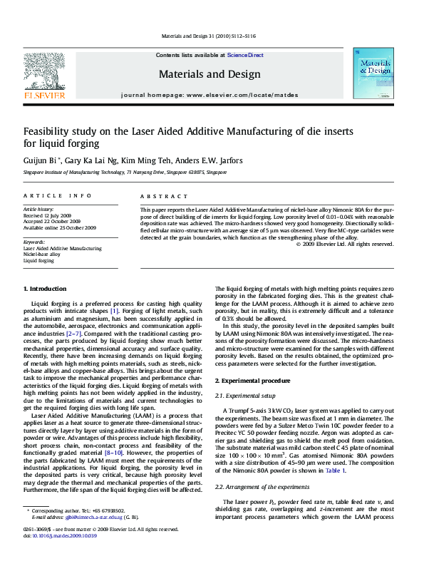 (PDF) Feasibility study on the Laser Aided Additive Manufacturing of ...