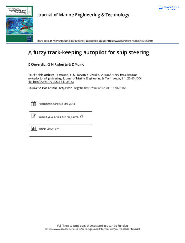 (PDF) A fuzzy track-keeping autopilot for ship steering