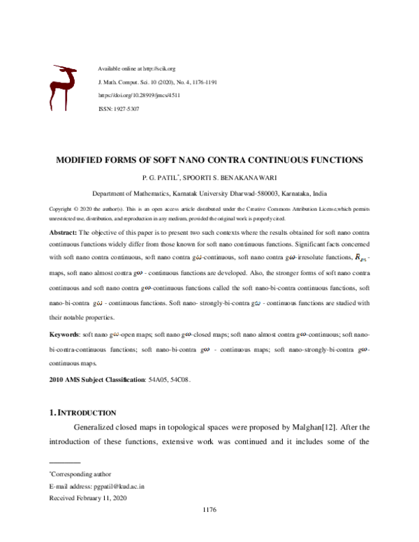 (PDF) Modified forms of soft nano contra continuous functions