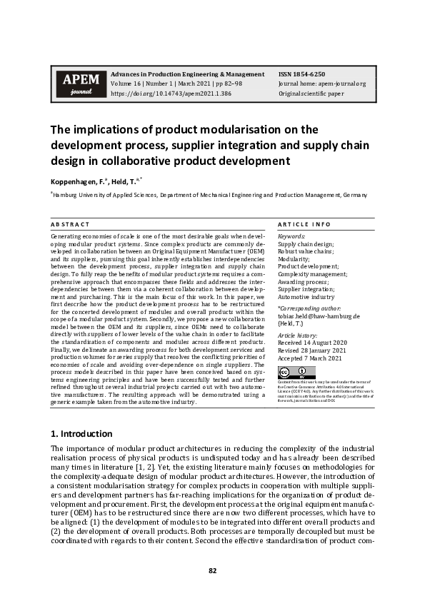 (PDF) The implications of product modularisation on the development ...