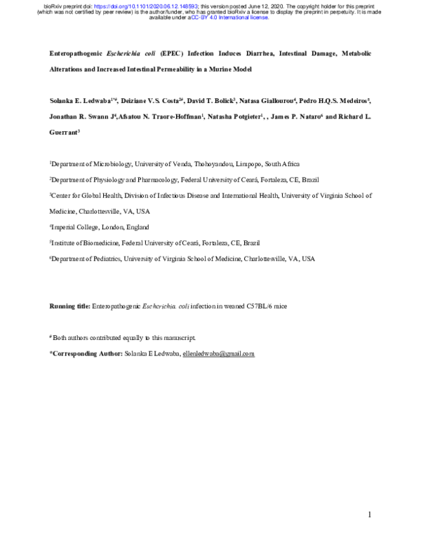 (PDF) Enteropathogenic Escherichia coli (EPEC) Infection Induces ...