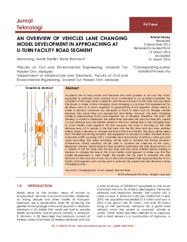 (PDF) An Overview of Vehicles Lane Changing Model Development in ...