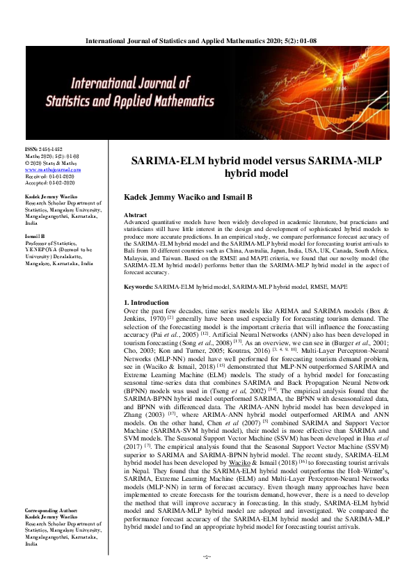 (PDF) SARIMA-ELM hybrid model versus SARIMA-MLP hybrid model