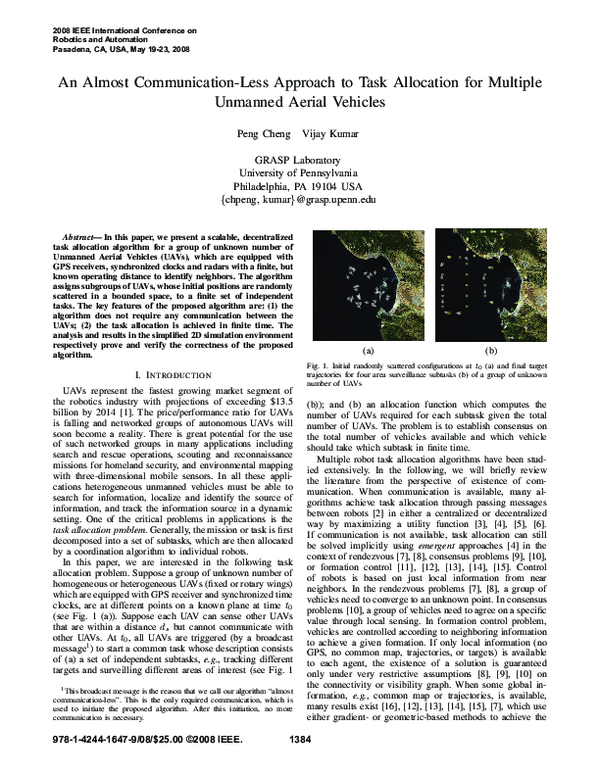 (PDF) An almost communication-less approach to task allocation for multiple Unmanned Aerial Vehicles