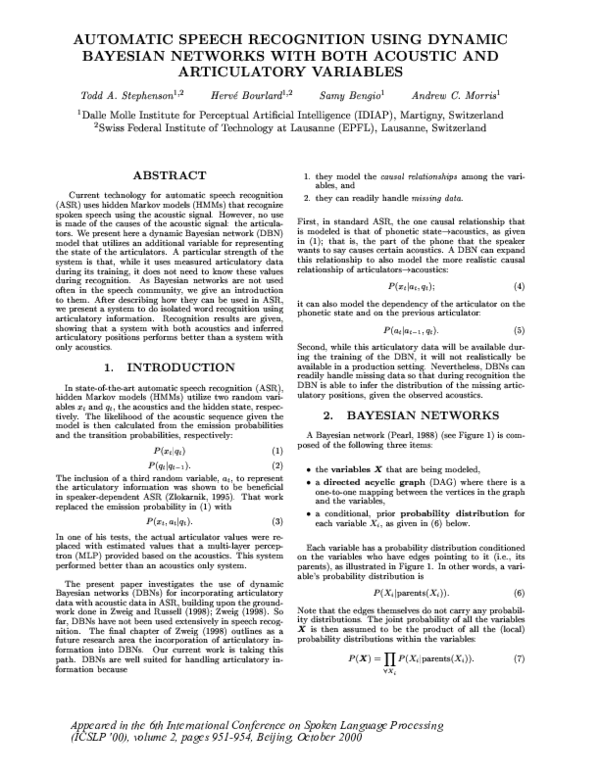 (PDF) Automatic speech recognition using dynamic bayesian networks with both acoustic and ...