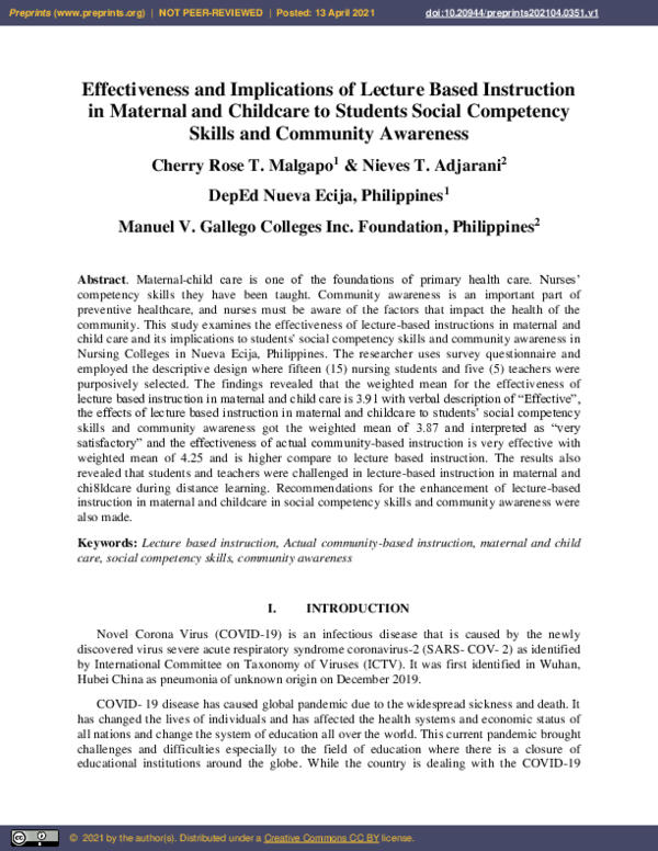 Pdf Effectiveness And Implications Of Lecture Based Instruction In