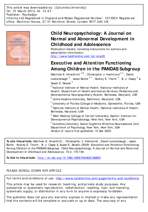(PDF) Child Neuropsychology: A Journal on Normal and Abnormal Development in Childhood and ...