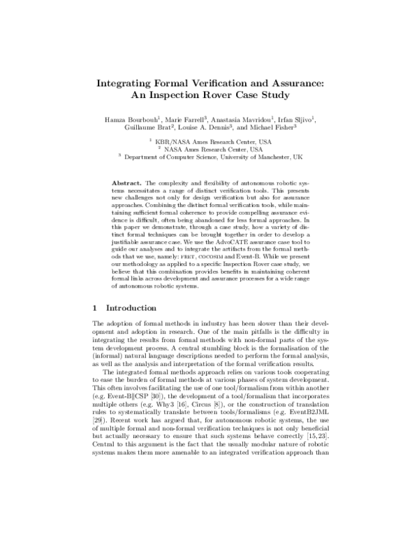 (PDF) Integrating Formal Verification and Assurance: An Inspection ...