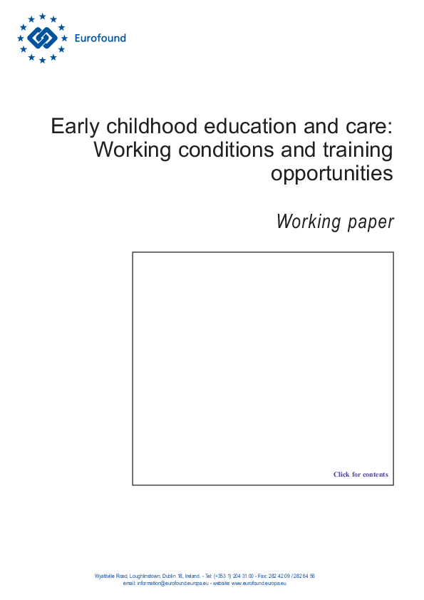 (PDF) Early childhood education and care: working conditions and ...