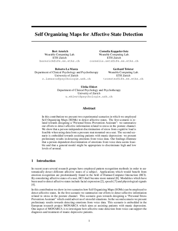 (PDF) Self Organizing Maps for Affective State Detection | Gerhard ...
