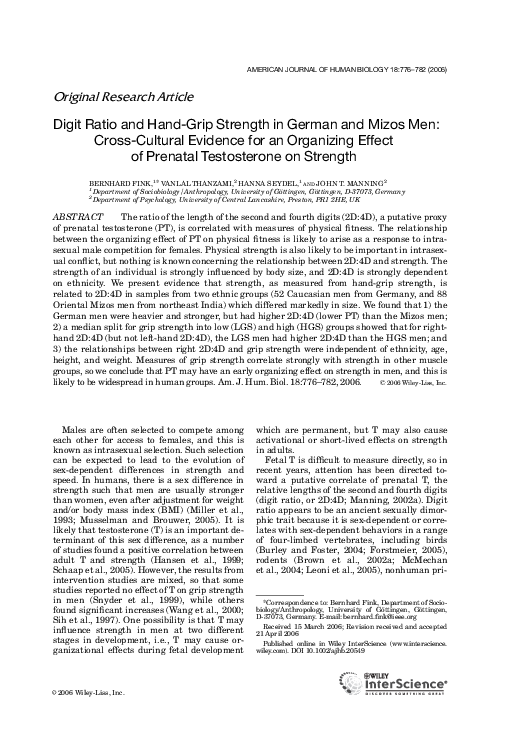(PDF) Digit ratio and handâ€ grip strength in German and Mizos men ...