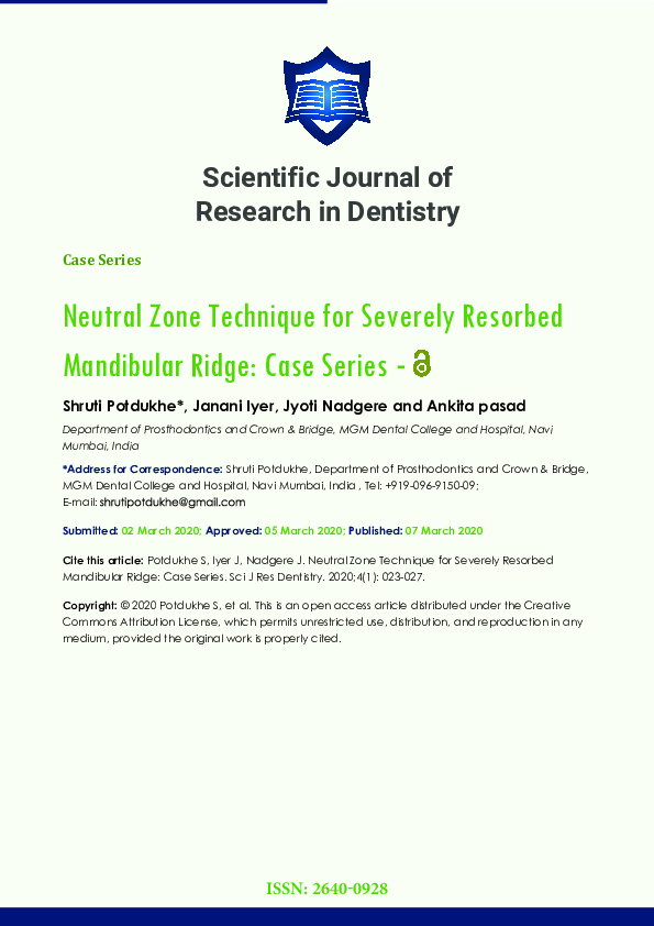 (PDF) Neutral Zone Technique for Severely Resorbed Mandibular Ridge ...
