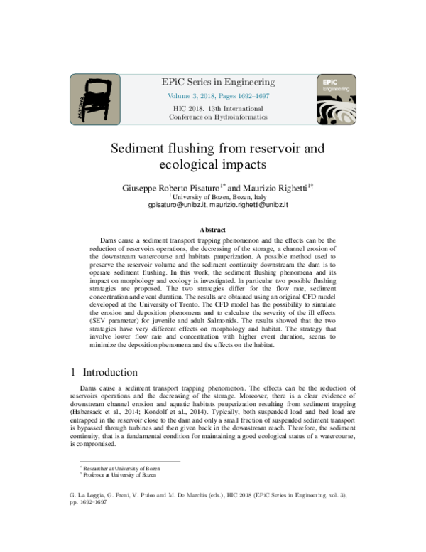 (PDF) Sediment Flushing from Reservoir and Ecological Impacts