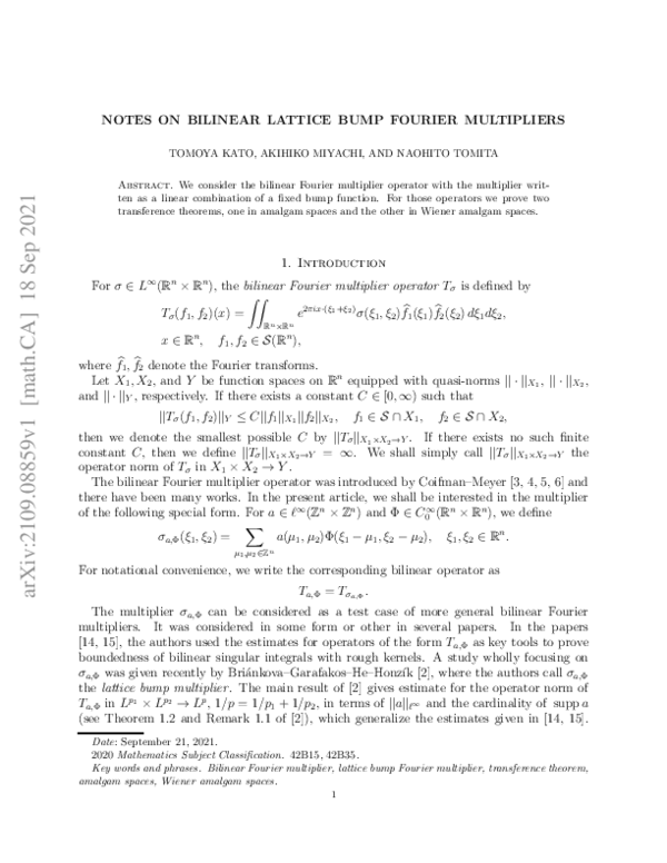 Pdf Notes On Bilinear Lattice Bump Fourier Multipliers