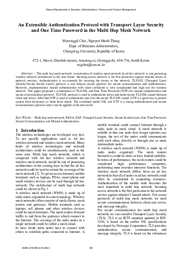 (PDF) An Extensible Authentication Protocol with Transport Layer Security and One Time Password ...