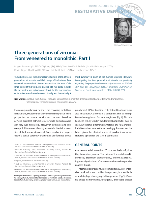 (PDF) Three generations of zirconia: From veneered to monolithic. Part II