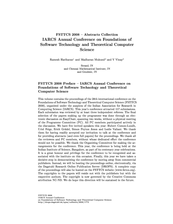 (PDF) IARCS Annual Conference on Foundations of Software Technology and ...