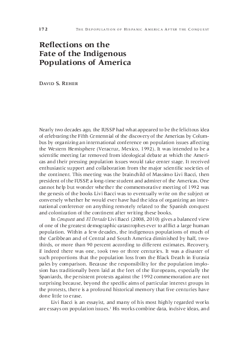 (PDF) Reflections on the Fate of the Indigenous Populations of America