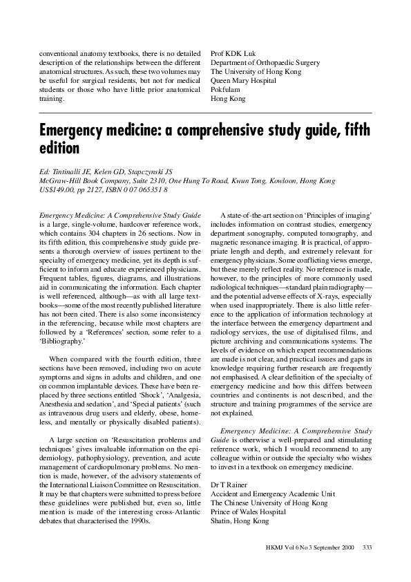 (PDF) Emergency medicine, a comprehensive study guide