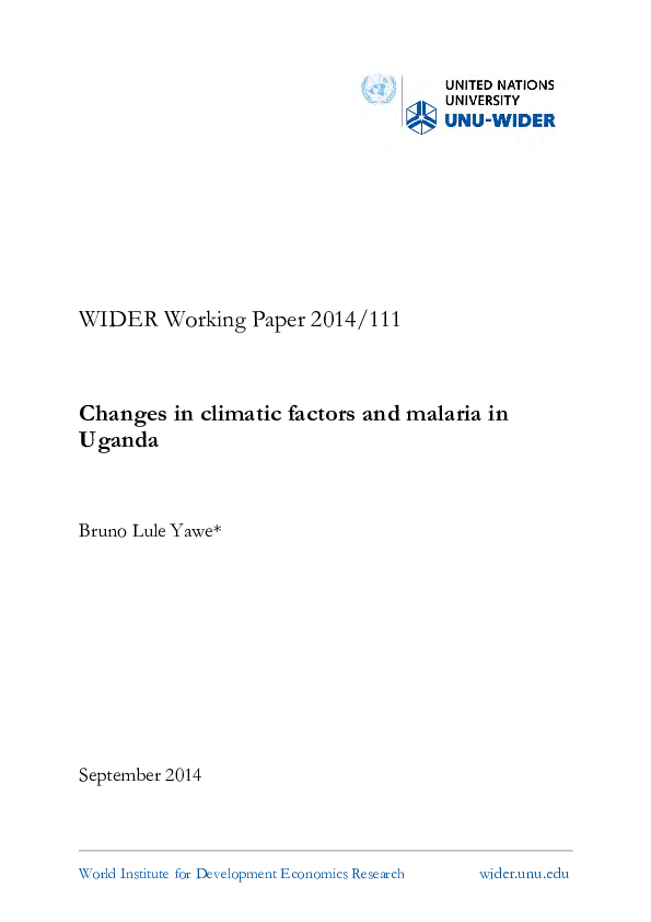 (PDF) Changes in climatic factors and malaria in Uganda
