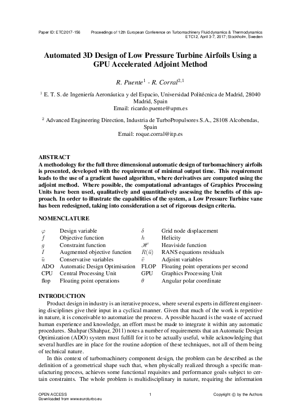 (PDF) Automated 3 D Design of Low Pressure Turbine Airfoils Using a GPU ... (PDF) Automated 3 D Design of Low Pressure Turbine Airfoils Using a GPU ...