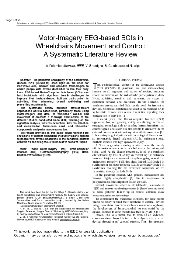 (PDF) Motor-Imagery EEG-based BCIs in Wheelchairs Movement and Control: A Systematic Literature ...