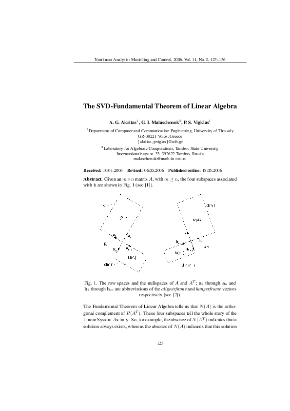 (PDF) The SVD-Fundamental Theorem of Linear Algebra