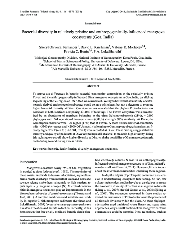 (PDF) Bacterial diversity in relatively pristine and anthropogenically ...