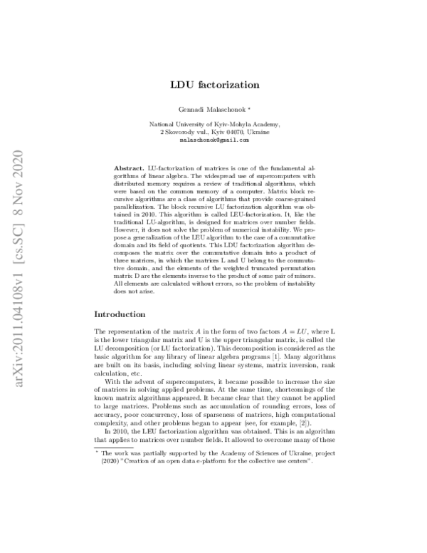 (PDF) LDU factorization
