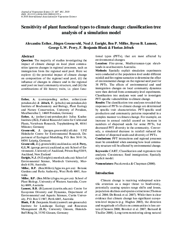(PDF) Sensitivity of plant functional types to climate change ...