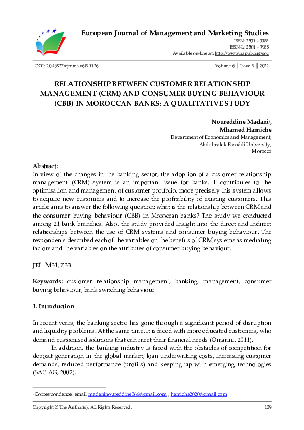 (PDF) Relationship Between Customer Relationship Management (CRM) and ... (PDF) Relationship Between Customer Relationship Management (CRM) and ...