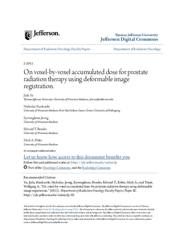 (PDF) On Voxel-by-voxel Accumulated Dose for Prostate Radiation Therapy ...