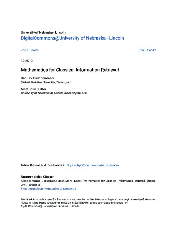 (PDF) Mathematics for Classical Information Retrieval