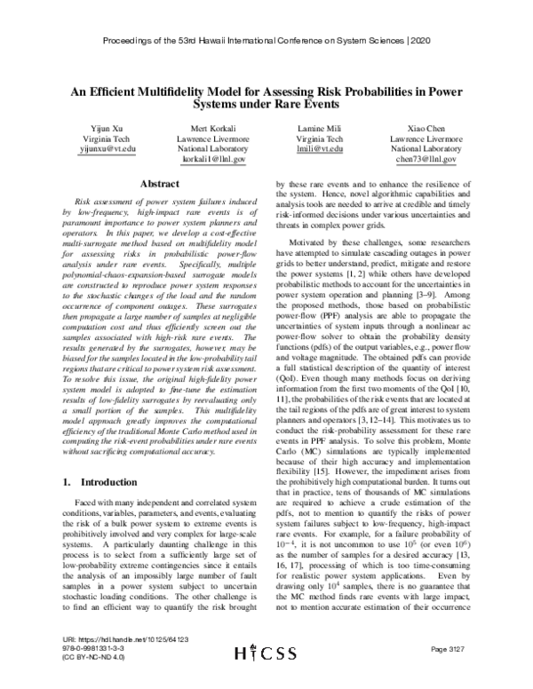 (PDF) An Efficient Multifidelity Model for Assessing Risk Probabilities in Power Systems under ...