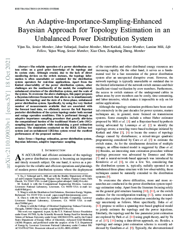 Pdf An Adaptive Importance Sampling Enhanced Bayesian Approach For Topology Estimation In An