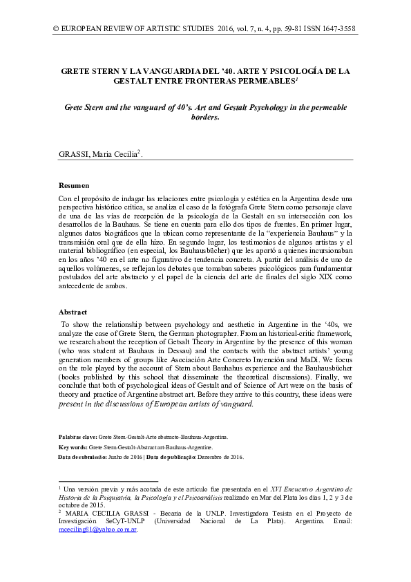 (PDF) Grete Stern y la vanguardia del ’40: Arte y psicología de la ...
