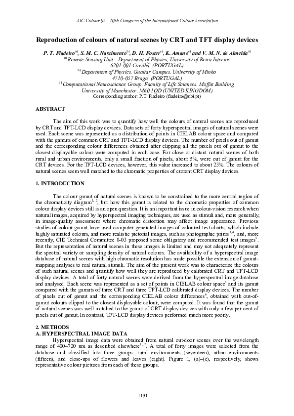 (PDF) Reproduction of colours of natural scenes by CRT and TFT display ...