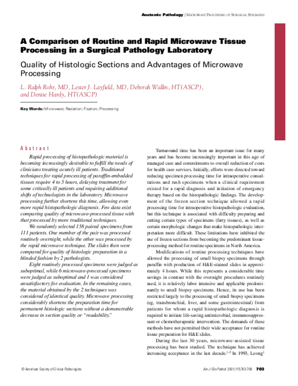 (PDF) A Comparison of Routine and Rapid Microwave Tissue Processing in ...